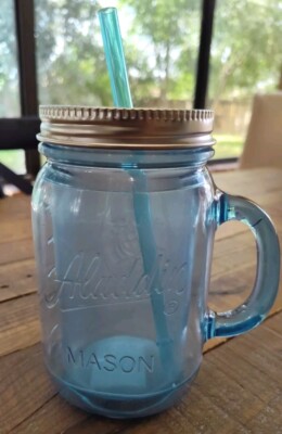Aladdin Mason Jar Tumbler Mug Teal Blue Insulated 20 Oz with Straw ...