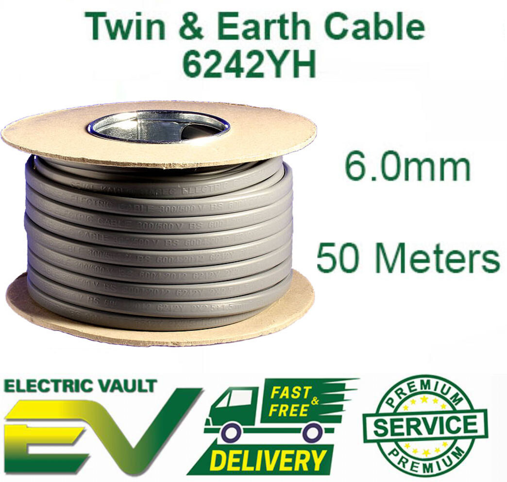 6.0mm Twin & Earth Electrical Cable wire 50 Meters 6242Y 6mm 50m | eBay UK