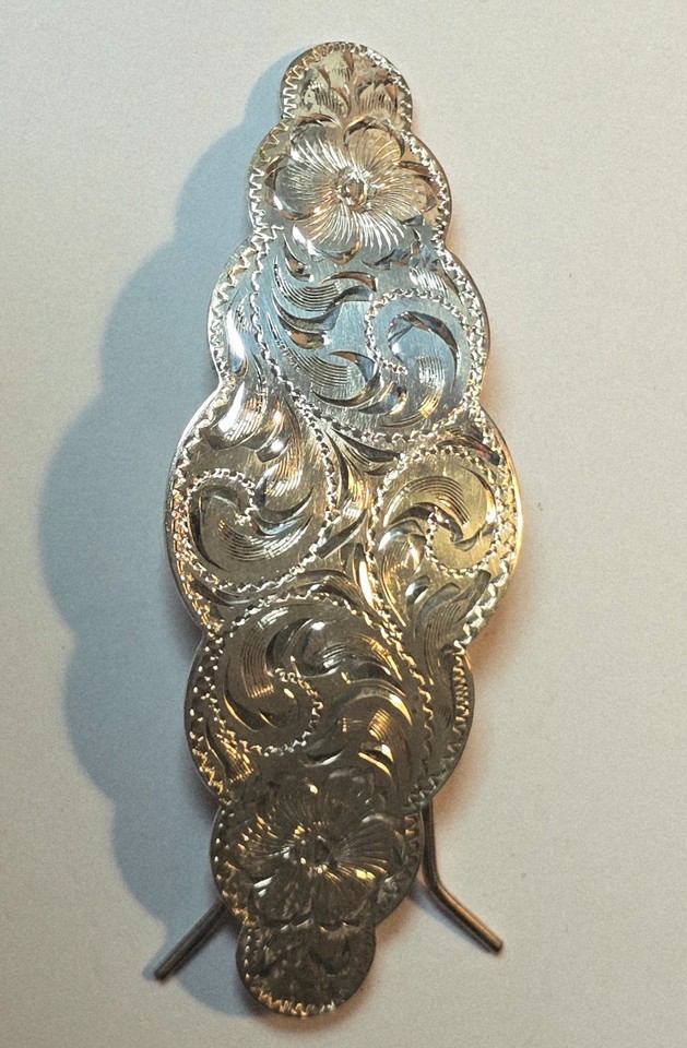 Vintage Diablo Sterling Silver Southwest Floral Tooled 5" Hair Barrette ...