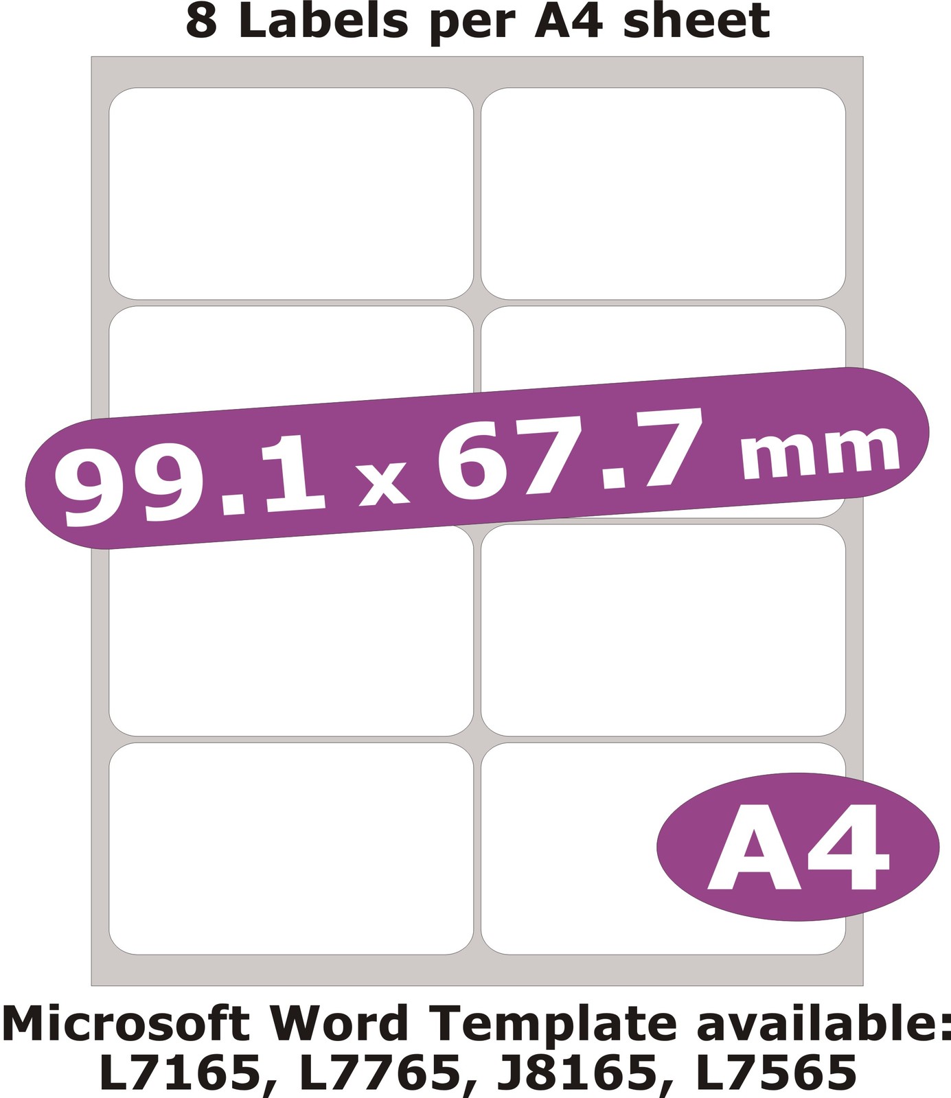 99.1x67.7mm 40 Labels Matt White Paper 5 A4 Sheets Laser Copier Inkjet ...