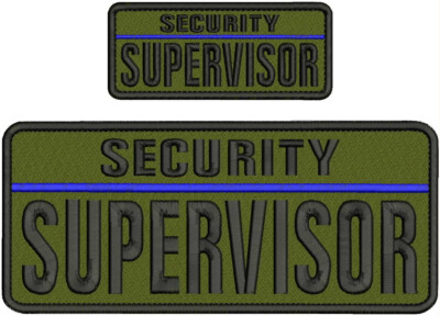 SECURITY SUPERVISOR EMBROIDERY PATCH 4X10 & 2X5 HOOK ON BACK BLACK ON ...