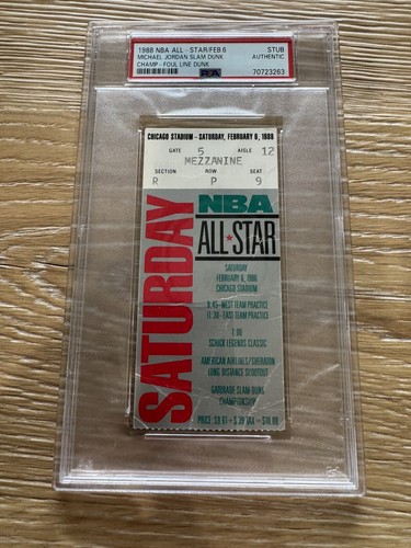 1988 NBA ALL-STAR SATURDAY TICKET MICHAEL JORDAN SLAM DUNK CHAMPION PSA ...