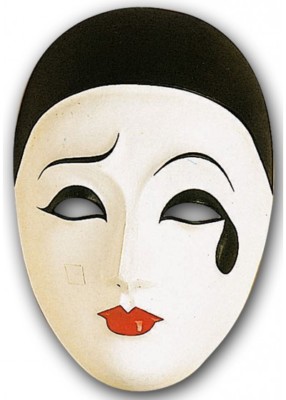 Pierrot Face Mask Large Pierette Masquerade Mime Clown Halloween Fancy ...