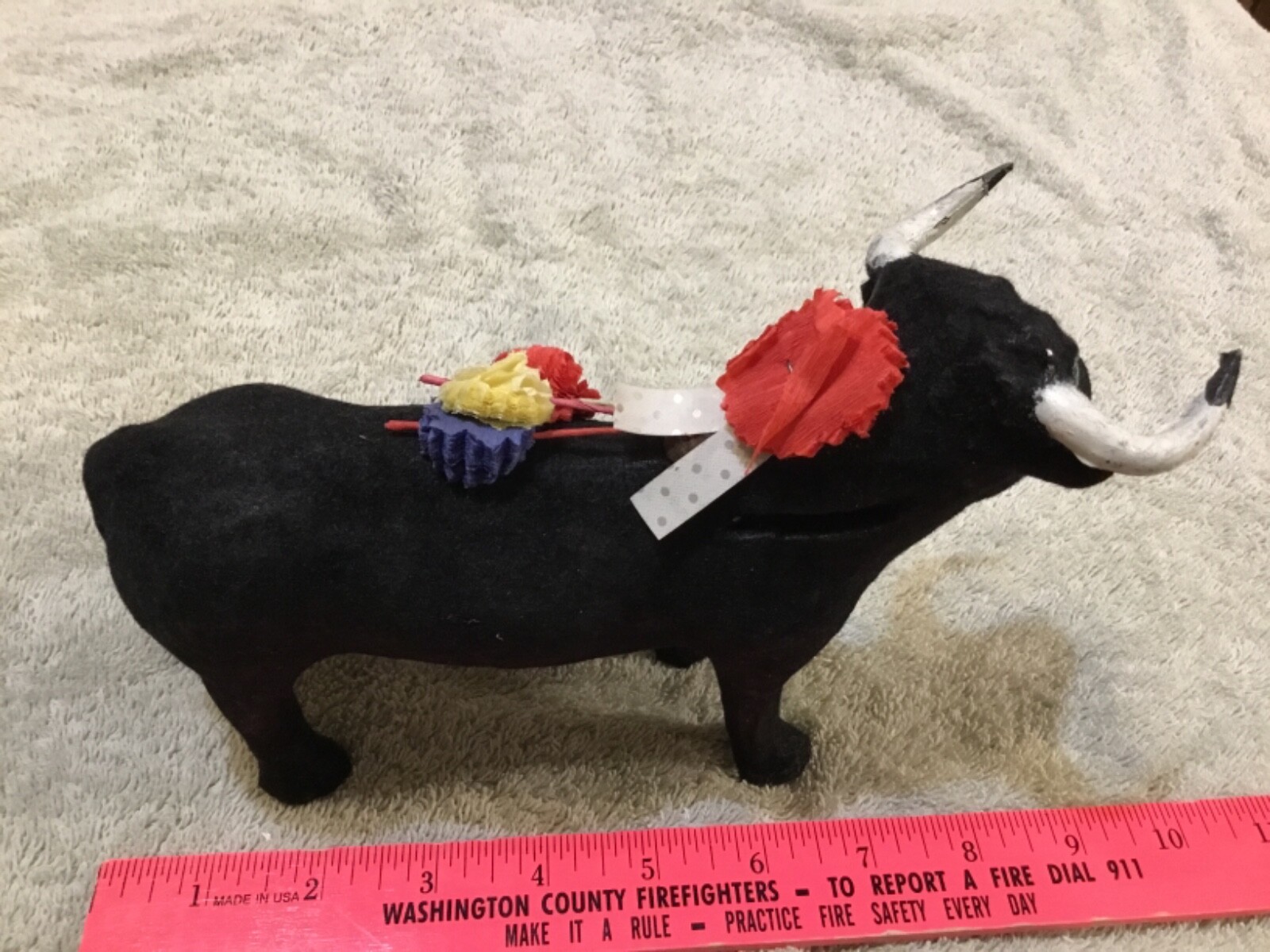 Vintage Chalkware Felt Bullfighting Bull Bank | eBay
