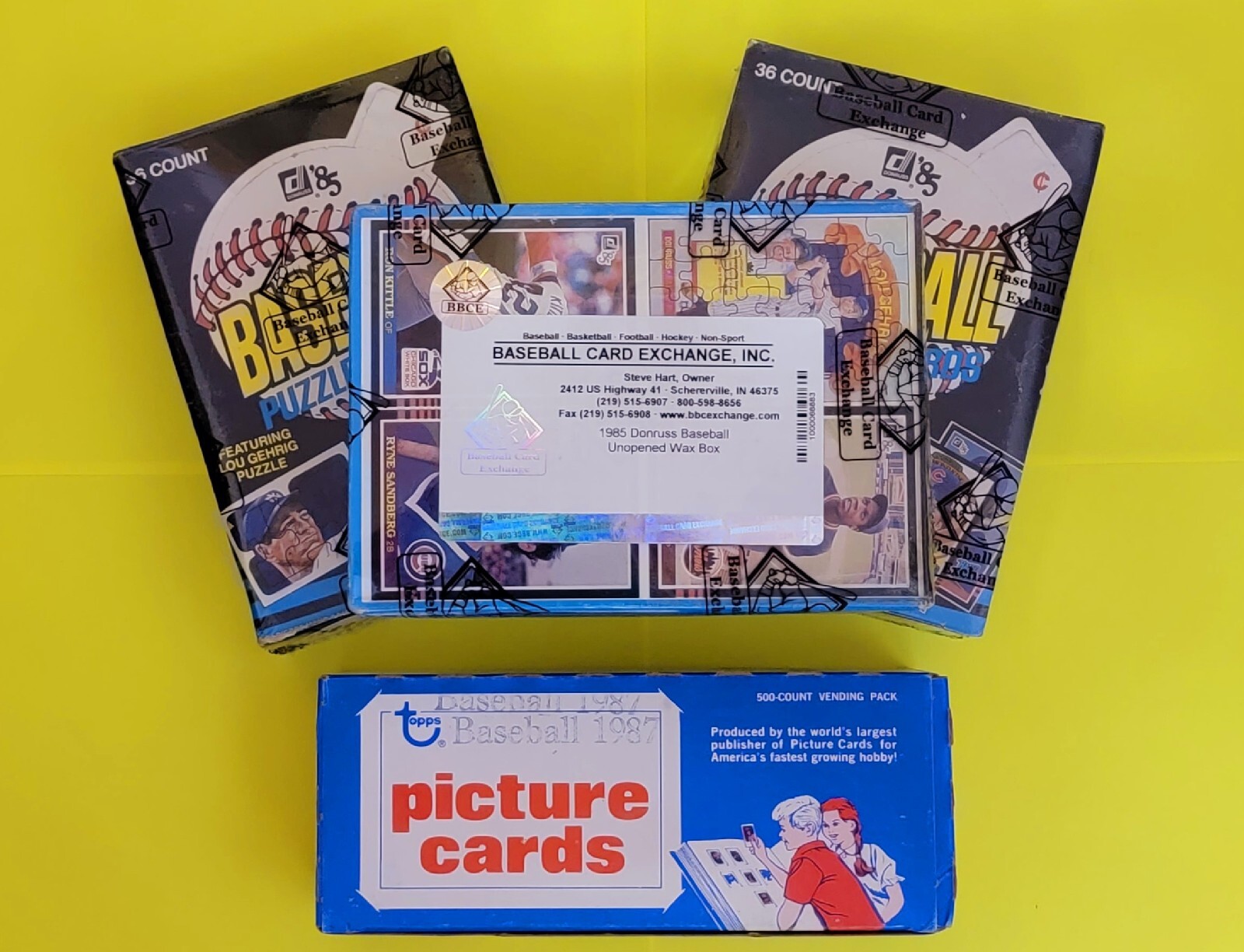 1985 DONRUSS BOX BBCE AUTHENTICATED & 1987 TOPPS VENDING BOX (BUYING 1 ...