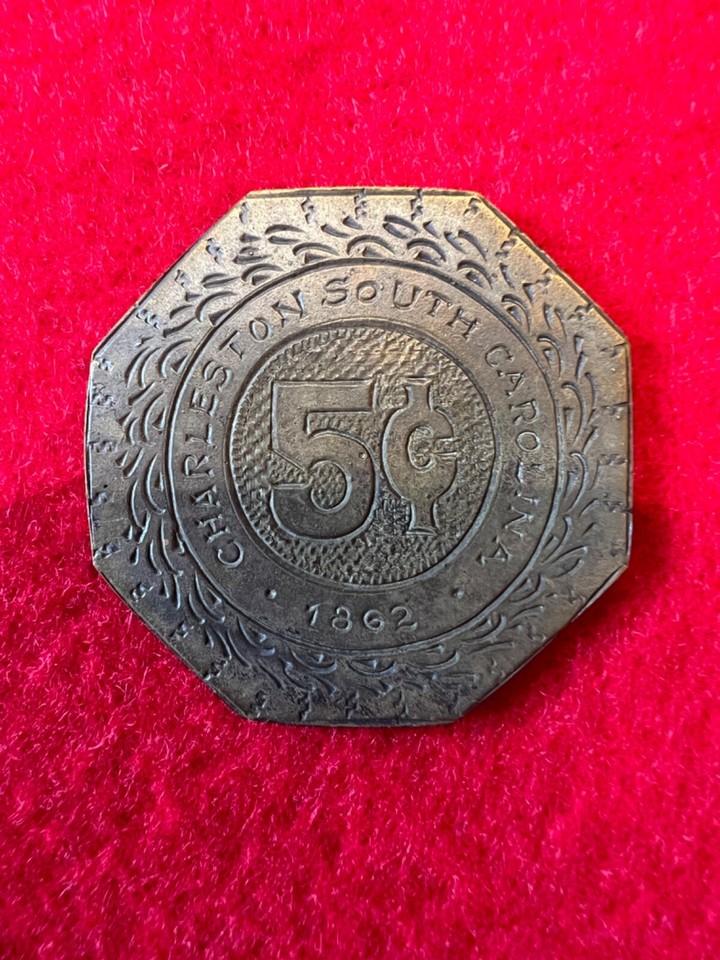 Unlisted 1862 Charleston South Carolina 5¢ Brass Token | eBay