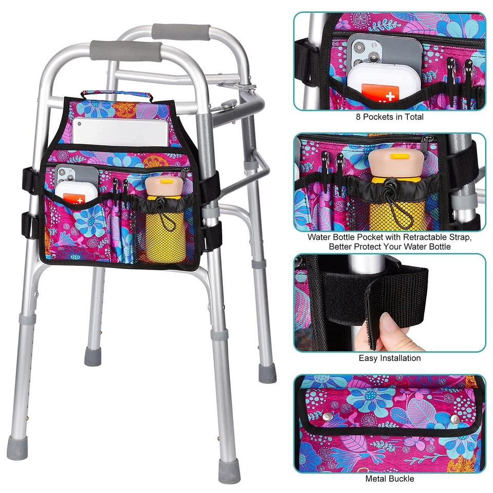 Side Walker Bag Walker Accessories Bag w/Cup Holder Folding Walker ...
