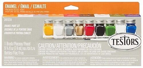 Testors Promotional Enamel Paint Set (8 Colors & Thinner) - Hobby and ...