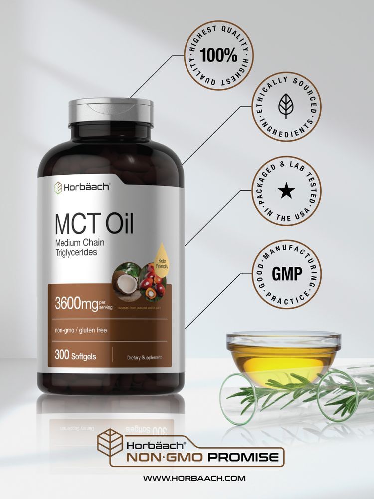 MCT Oil Softgels 3600 mg | 300 Softgels | Coconut Oil Pills | Keto | by ...