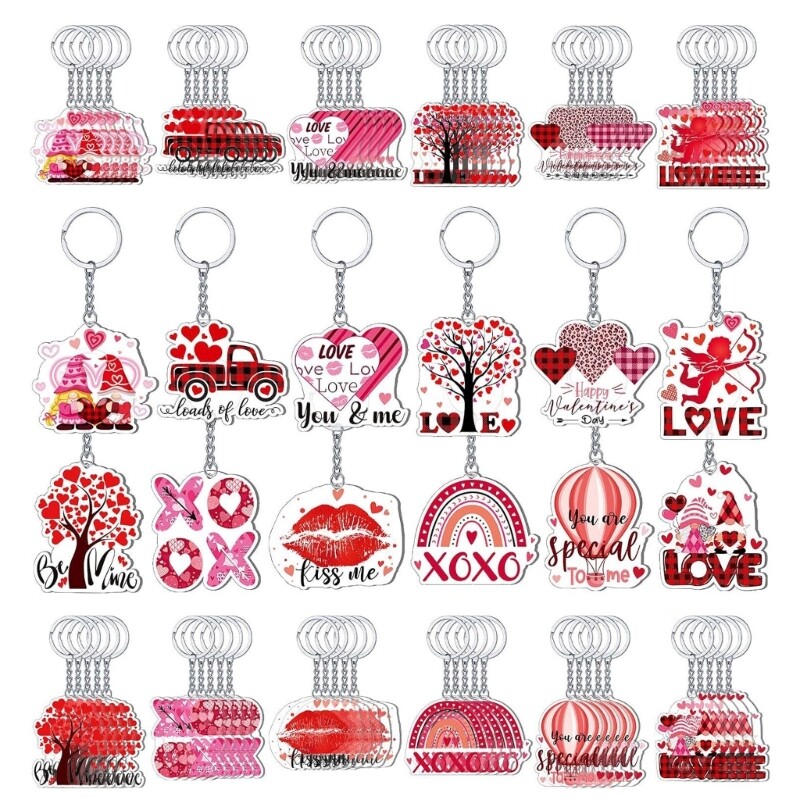 60 Pcs Valentine s Day Themed Keychain for Couple Personalized Keyring ...