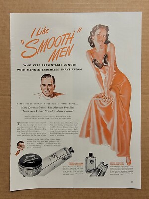 NOSTALGIC 1946 Print Ad Advertisement Mennen Shave Cream I Like Smooth ...