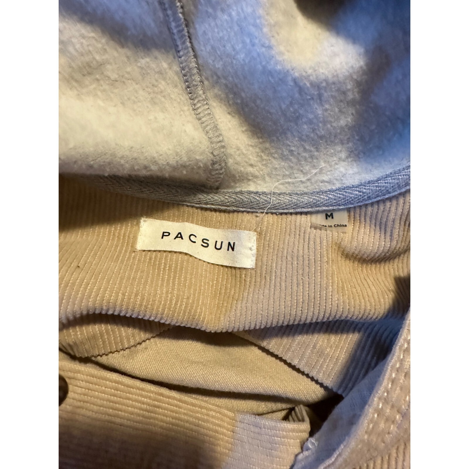 Pacsun Los Angeles tan corduroy with grey hood jacket… - Gem
