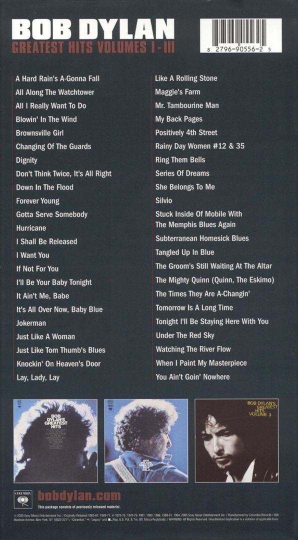 BOB DYLAN GREATEST HITS, VOL. 1-3 NEW CD 827969055625| eBay