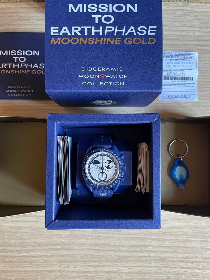 Swatch MoonSwatch Mission to Earthphase Moonshine Gold October NEW FULL ...