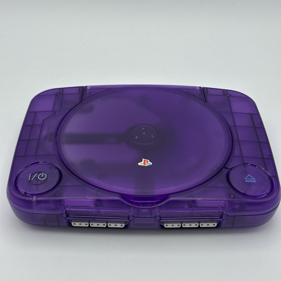 Sony Playstation 1 PS1 Slim Console Transparent Purple W/ Power & AV ...