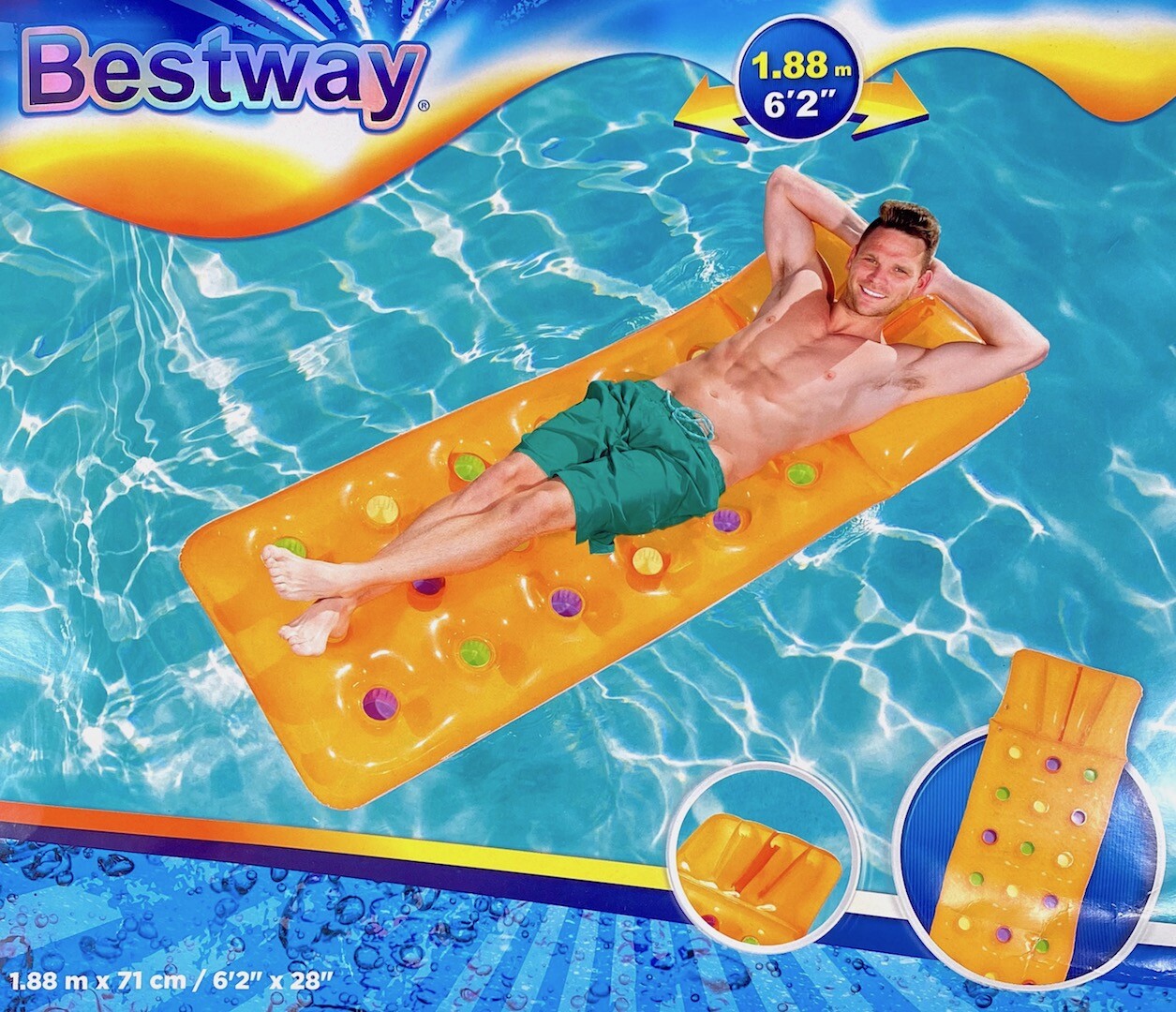 Bestway Luftmatratze 188x71cm Solarmatratze 4 Farben Pool Liege Wasser ...