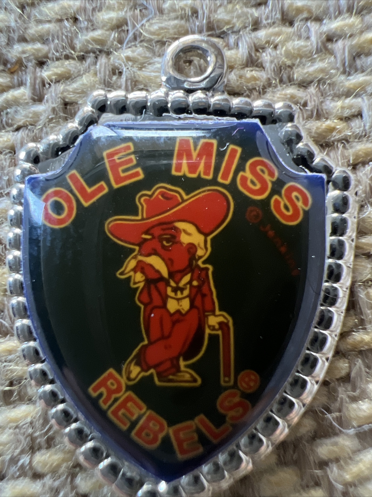 Vintage Keychain Travel Charm 800 Or Sterling Silver Shield Ole Miss ...
