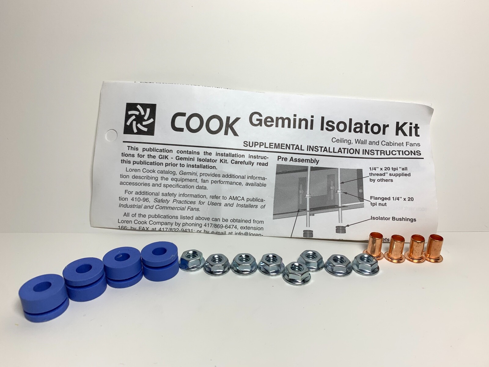 Cook Gemini Isolator Kit, Ceiling Wall and Cabinet Fans, Loren Cook Co ...