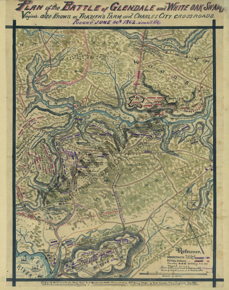 Map of Battle of Glendale and White Oak Swamp VA c1862 16x20 | eBay