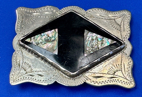 Quality Inlaid Abalone Shell And Black Onyx? Vintage Southwestern Belt ...