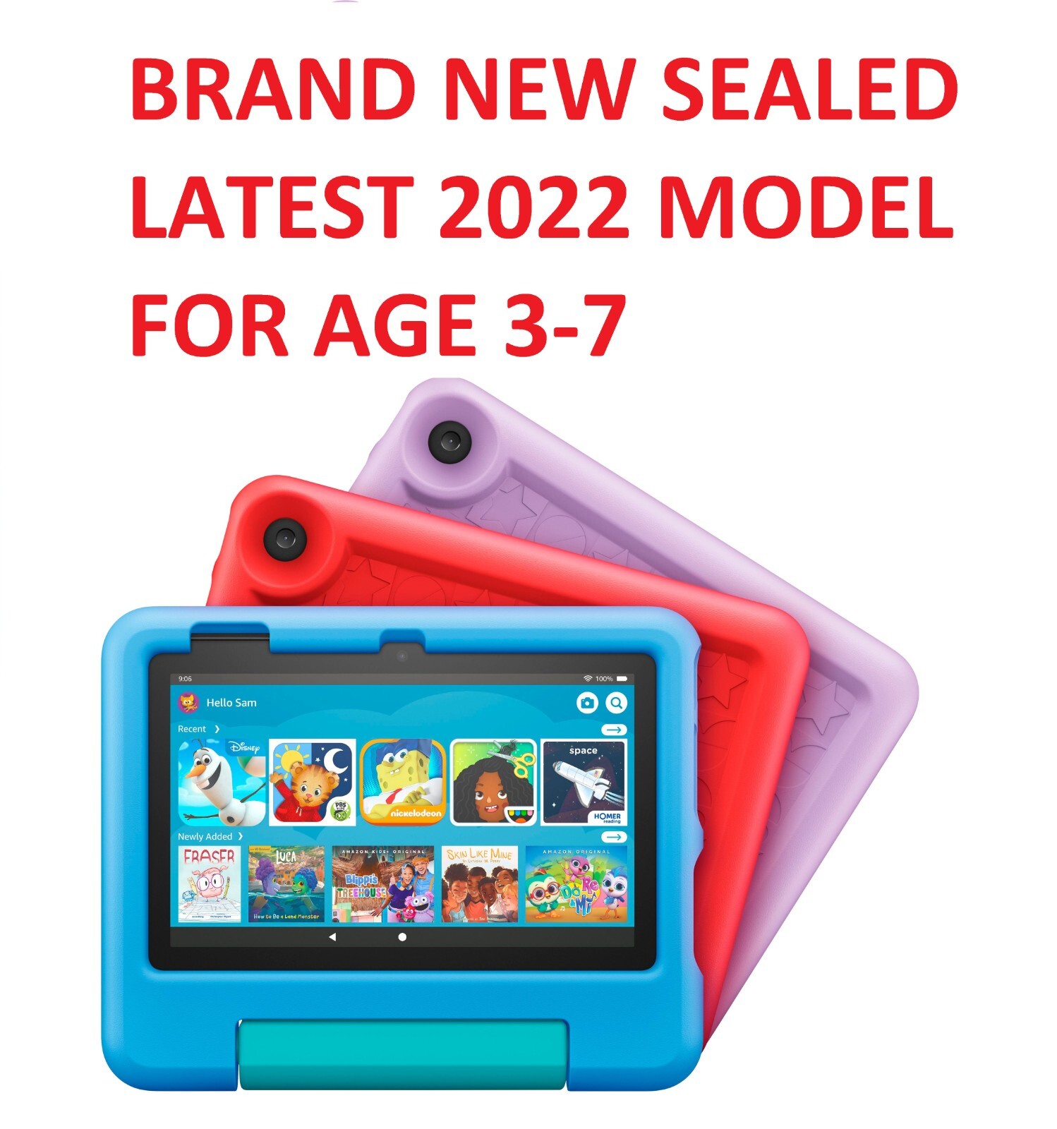 Amazon Fire Kids 7" Tablet ages 3-7 16GB alexa Blue Red Purple 2022 New ...