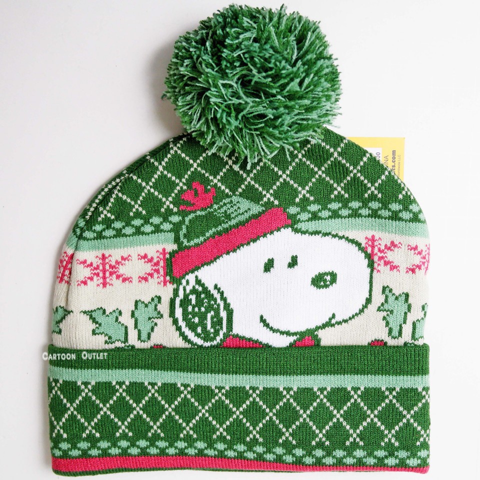 Peanuts Snoopy Christmas Pom Beanie Hat One Size | eBay