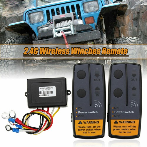 100ft 12-24V Wireless Winches Remote Control Recovery Kit Twin Handset ...