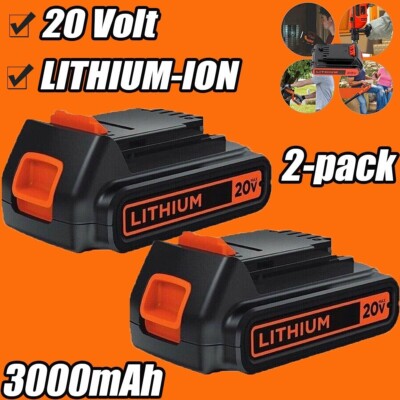 2Pack 20V 1.5AH Lithium-Ion Battery for Black & Decker 20 Volt LB20 ...