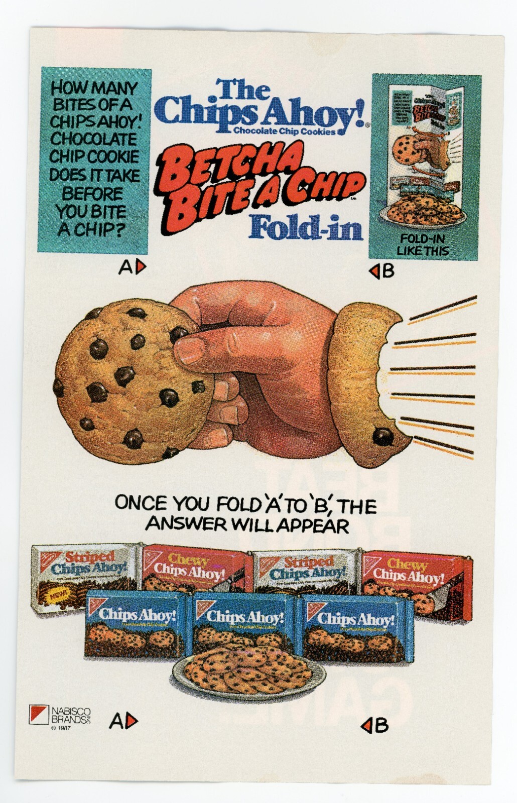 Chips Ahoy! Cookies Vintage Print Ad 1987 Nabisco Advertisement Food ...