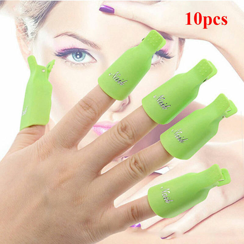 10PCS Nail Soak Off Cap UV Gel Remover Fingernail Polish Cleaner ...