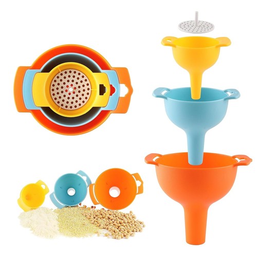 3PCS Kitchen Funnel Set Includes Large Medium Small Mini Funnels BPA ...