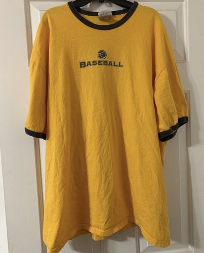 Vintage Nike Baseball Ringer T Shirt Sz XL Yellow Sports Grey Tag | eBay