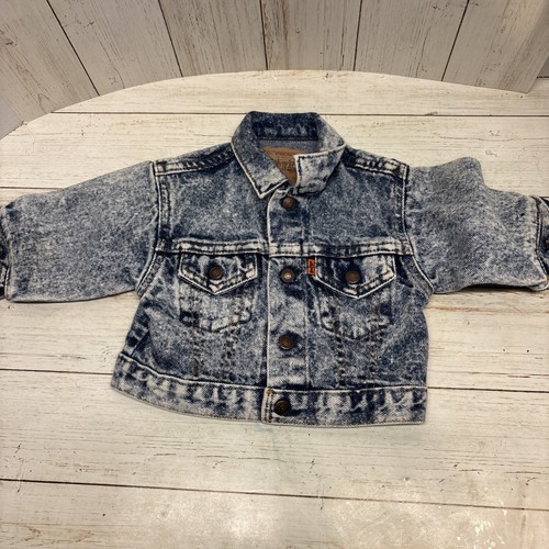 80s Vtg Little LEVIS Denim Trucker Jean Jacket Sz 12m Acid Wash Orange ...