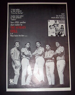 The Sunrays Andrea, Still 1966 Short Print Poster Type Ad, Promo Advert ...