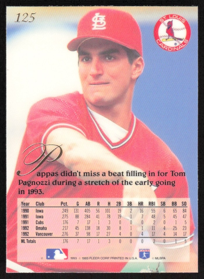 1993 Flair Baseball Card Erik Pappas #125 St. Louis Cardinals | eBay