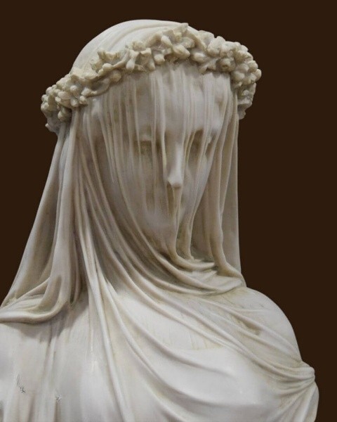 Virgin Veiled Vestal Statue Marble Sculpture Raffaelle Monti Decorative ...