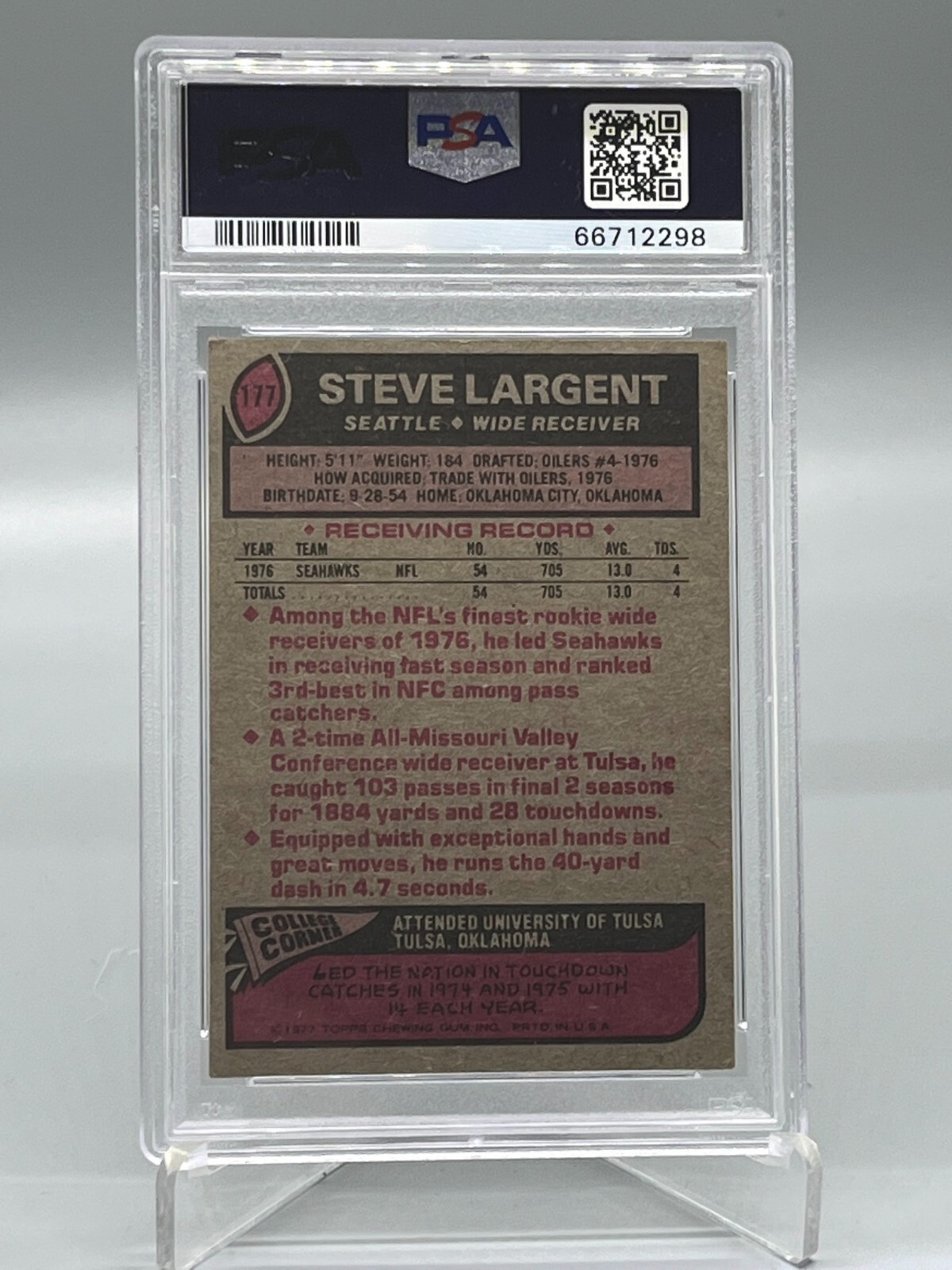 1977 Topps #177 Steve LARGENT Graded PSA 4 Rookie VG-EX Seahawks ...