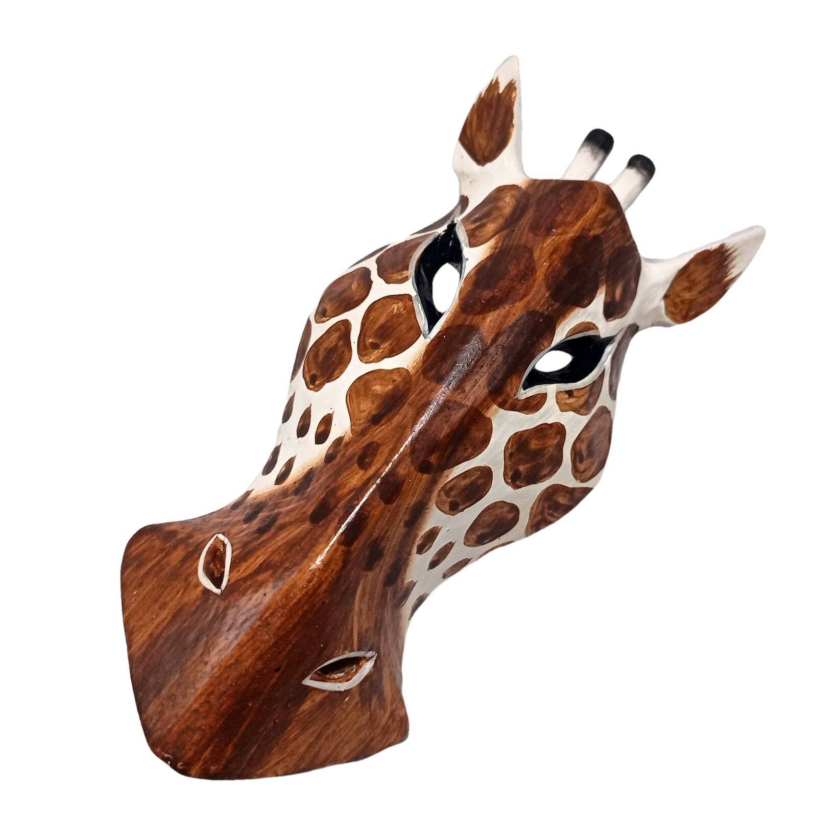 White Giraffe Animal Safari Jungle Wood Mask Hand Carved Wall Holding ...
