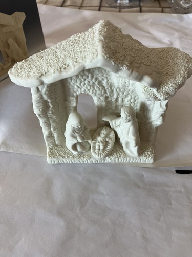 Christmas Jade Nativity Scene Figurine 4.5" Ceramic Holy Family Stable ...