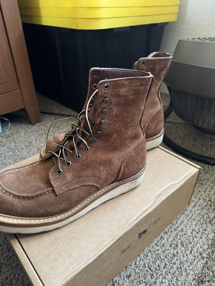 US 7.5D Truman Boots UPLAND MOC TOE Rough Out Filson Nicks JK Whites ...