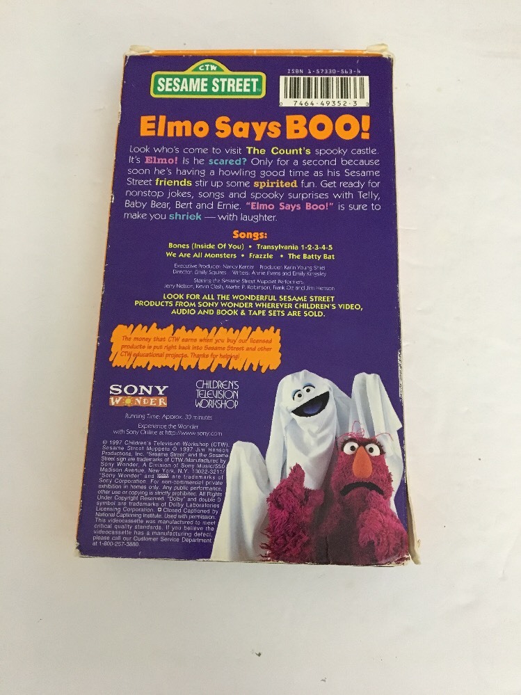 Sesame Street-Elmo Says Boo [VHS]-TESTED-RARE VINTAGE COLLECTIBLE-SHIPS ...