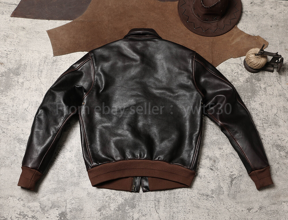 Tea Core Leather A2 Pilot Jacket Classic American Retro Men's Lapel ...