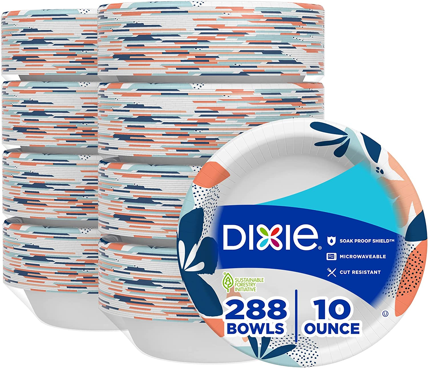 Disposable Dixie Small Paper Bowls,10 Oz Size, 36 Count (8 Pack),Design ...