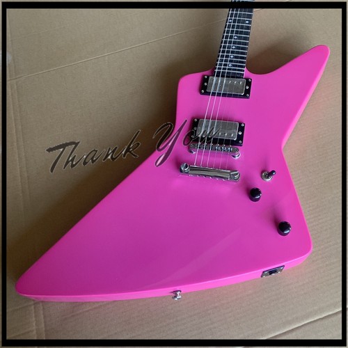 Pink Explorer 6 Strings Electric Guitar 22frets Neck HH Pickups Chrome ...