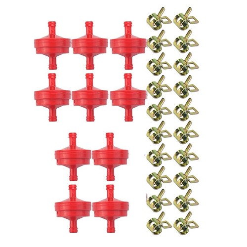 Reliable Performance Red Inline Fuel Filter 20 Pcs Hose Clamps Clips ...