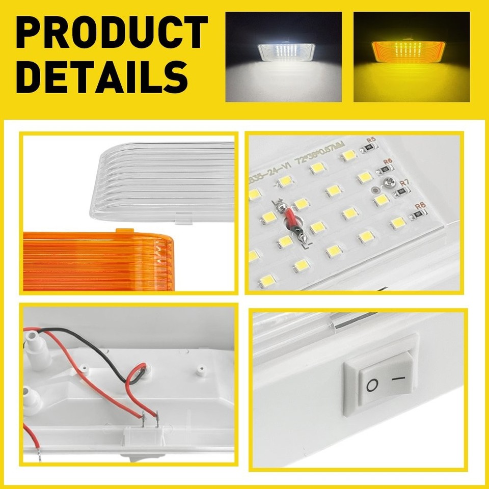 AUS 1x 24 LED Awning Light Lamp W/Switch For RV Camper Motorhome ...