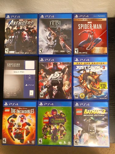 Playstation 4 Assorted 9-Game Lot Spiderman, Star Wars, Lego, Persona ...