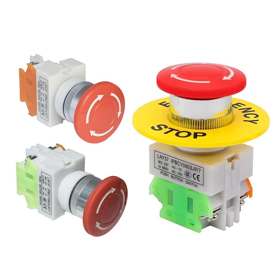 Mushroom Head Safety Stop Switch 22mm Red for Control Panel ...