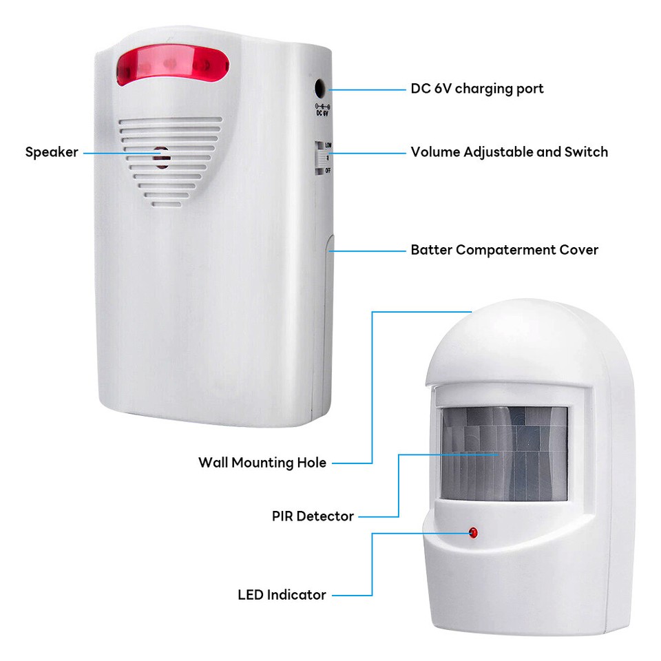 Wireless Motion Sensor System Driveway Garage PIR Alarm Alert Security ...