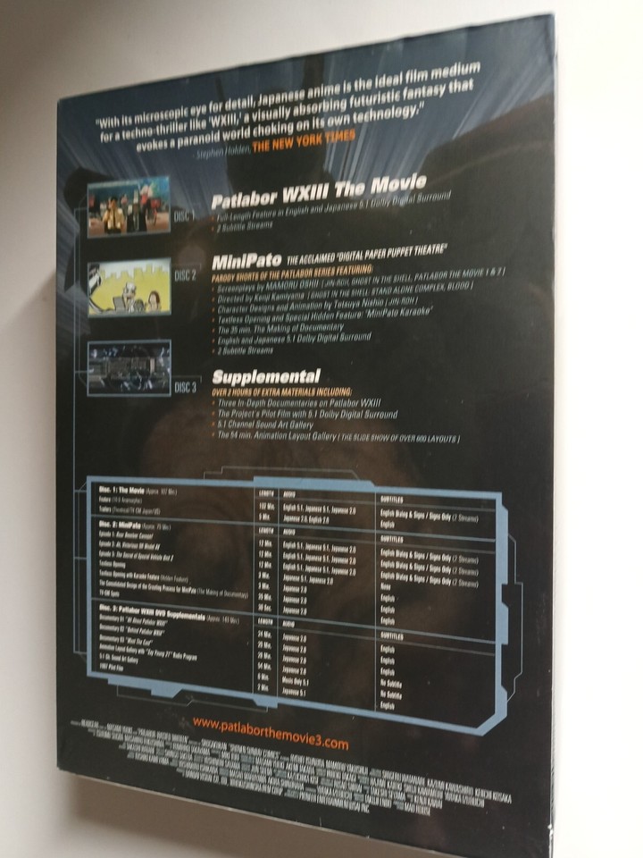 WXIII (Wasted 13: Patlabor The Movie 3) (DVD, 2003, 3-Disc Set, Special ...